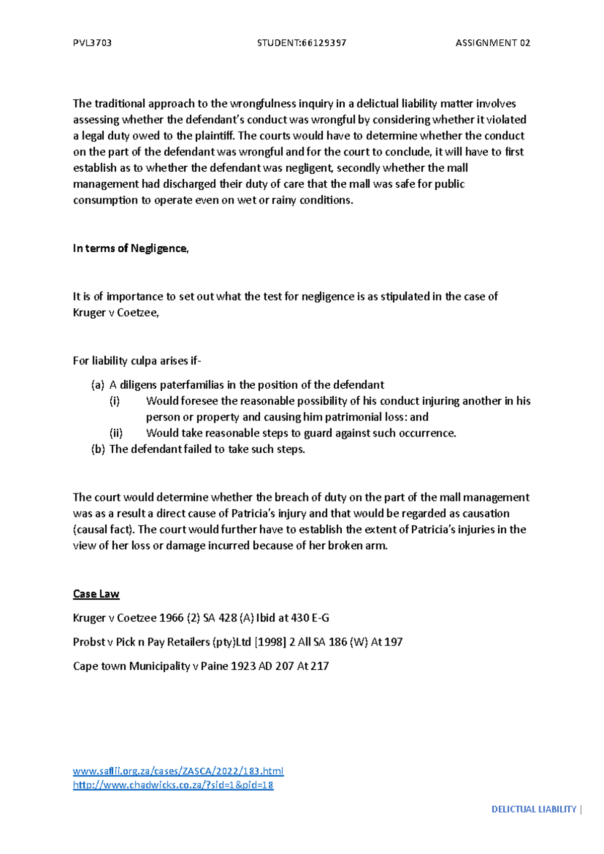 PVL3703 Assignment 2 - PVL3703 STUDENT:66129397 ASSIGNMENT 02 saflii ...
