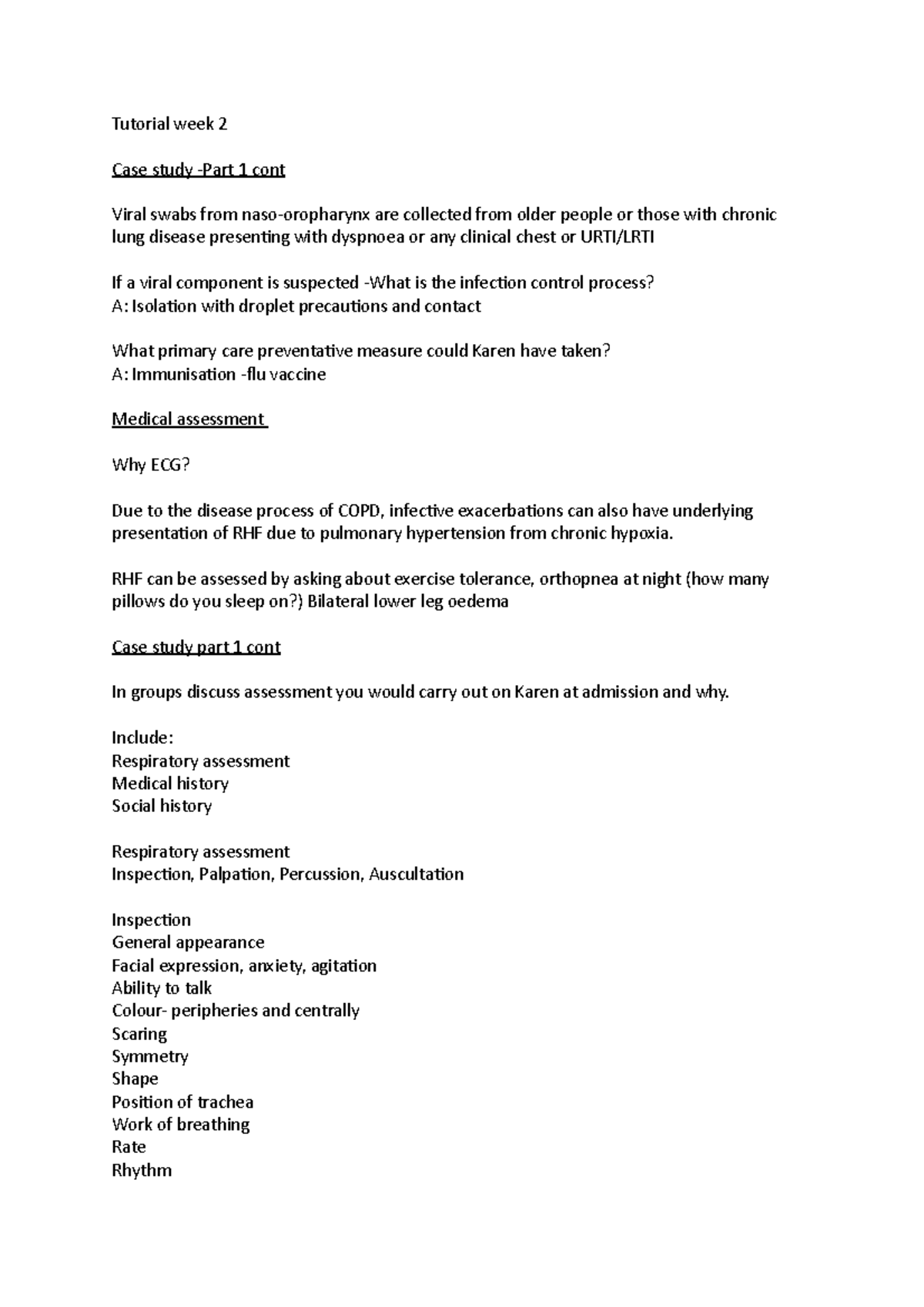 Tutorial week 2 note - Tutorial week 2 Case study -Part 1 cont Viral ...