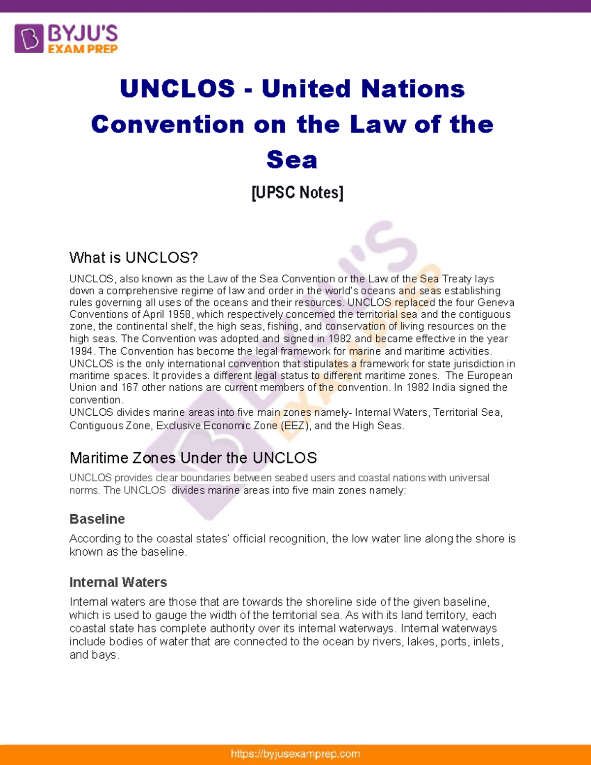 Unclos upsc notes 42 - Syjcxn - UNCLOS - United Nations Convention on ...