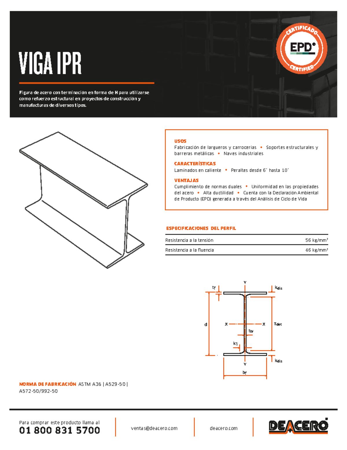 Vigas Ipr Estructurales Deacero Ficha Tecnica VIGA IPR Figura De