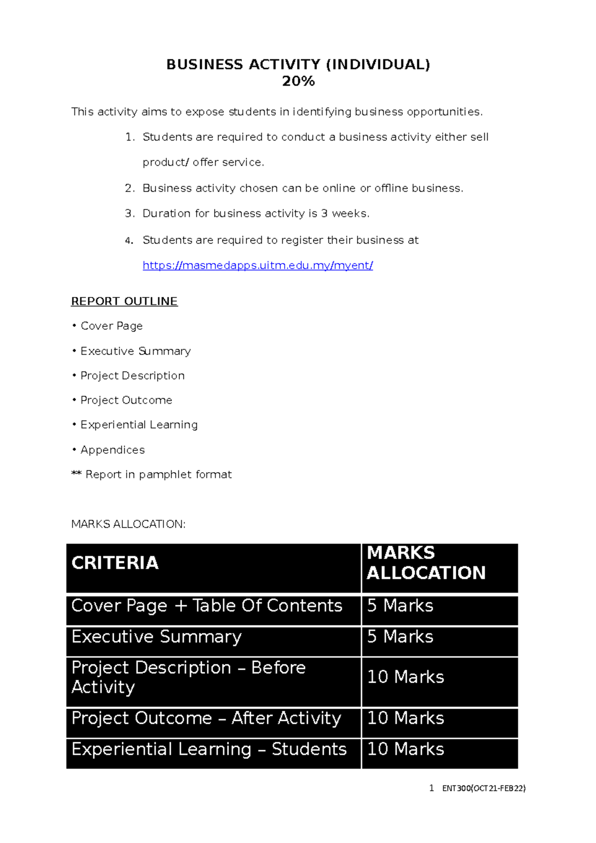 [Template] Business Activity guidelines - BUSINESS ACTIVITY (INDIVIDUAL ...