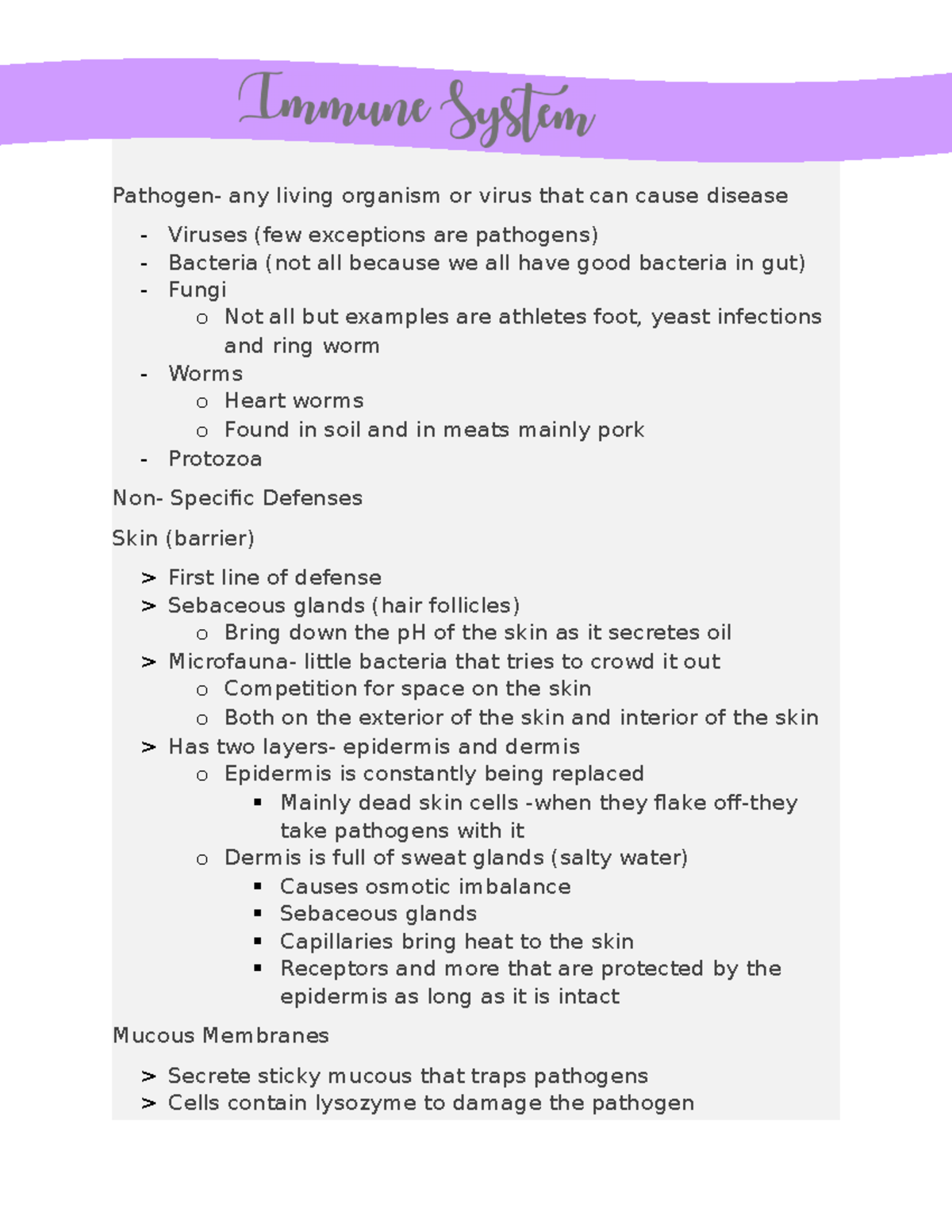 Immune and Respiratory System Notes - Pathogen- any living organism or ...