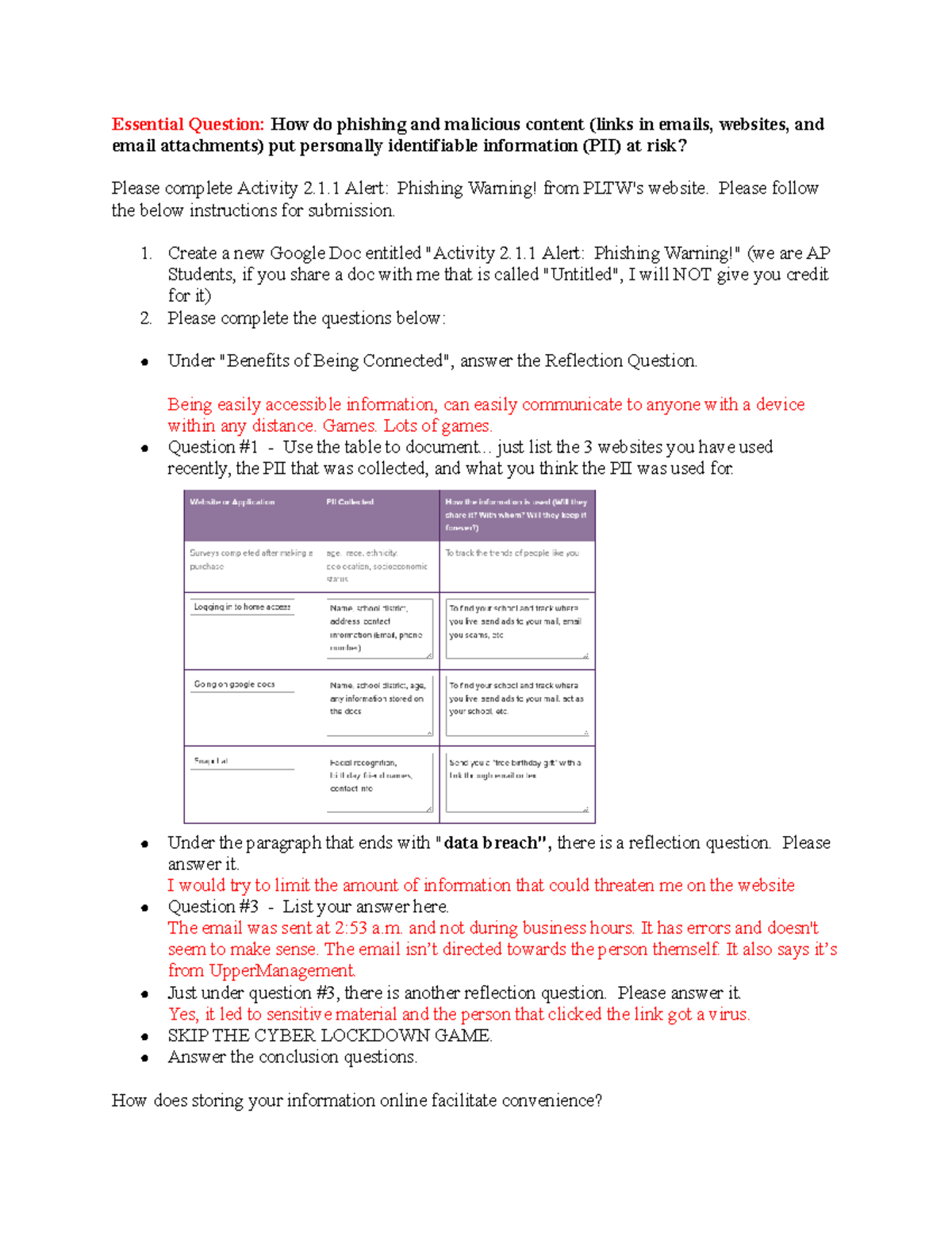 Activity 2-1-1 Alert Phishing Warning - Essential Question: How do ...