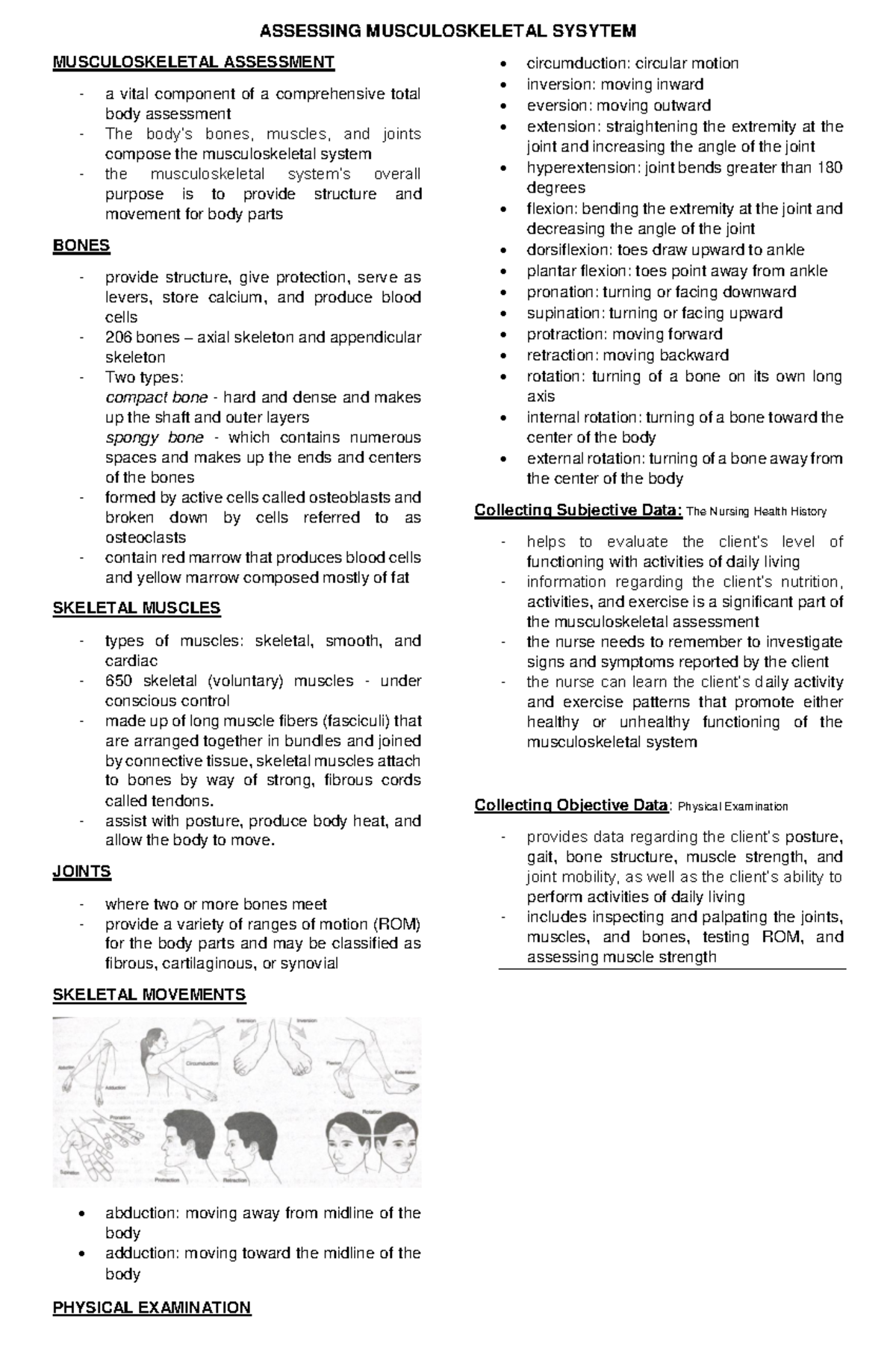 Musculoskeletal Assessment - MUSCULOSKELETAL ASSESSMENT a vital ...