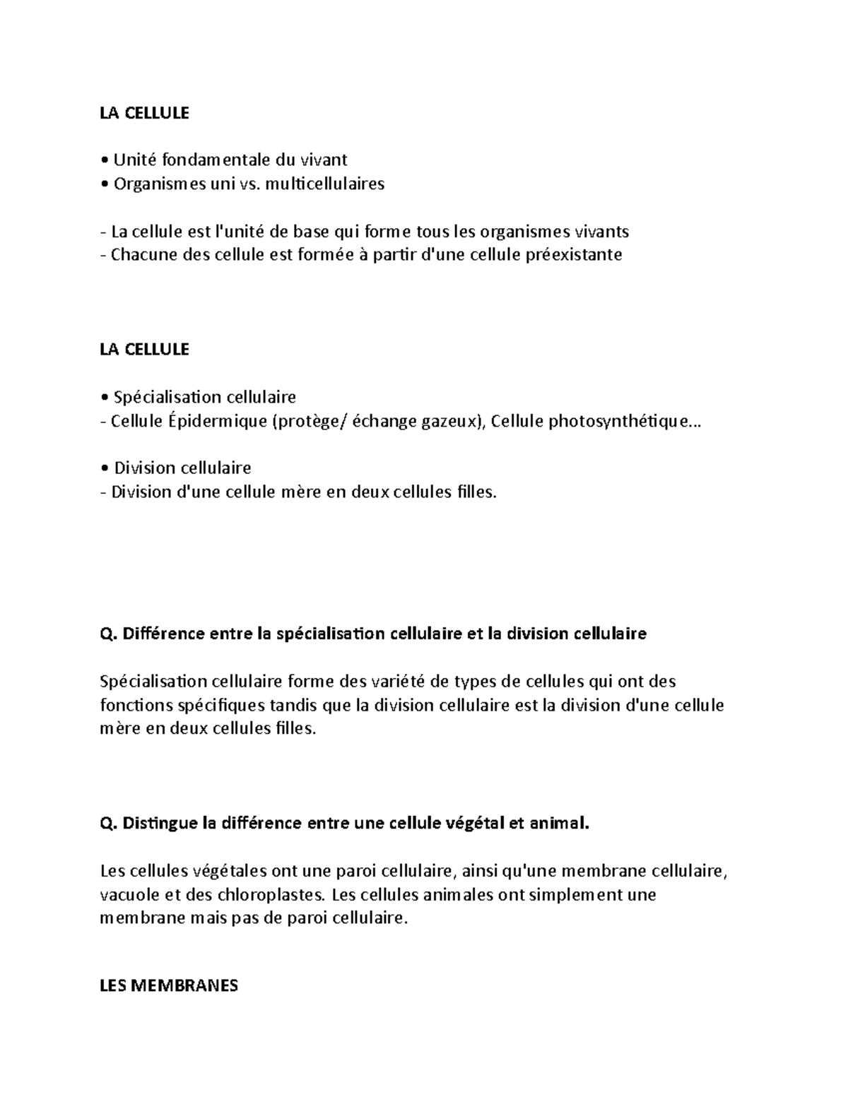 Cellule végétale #1 - LA CELLULE Unité fondamentale du vivant ...