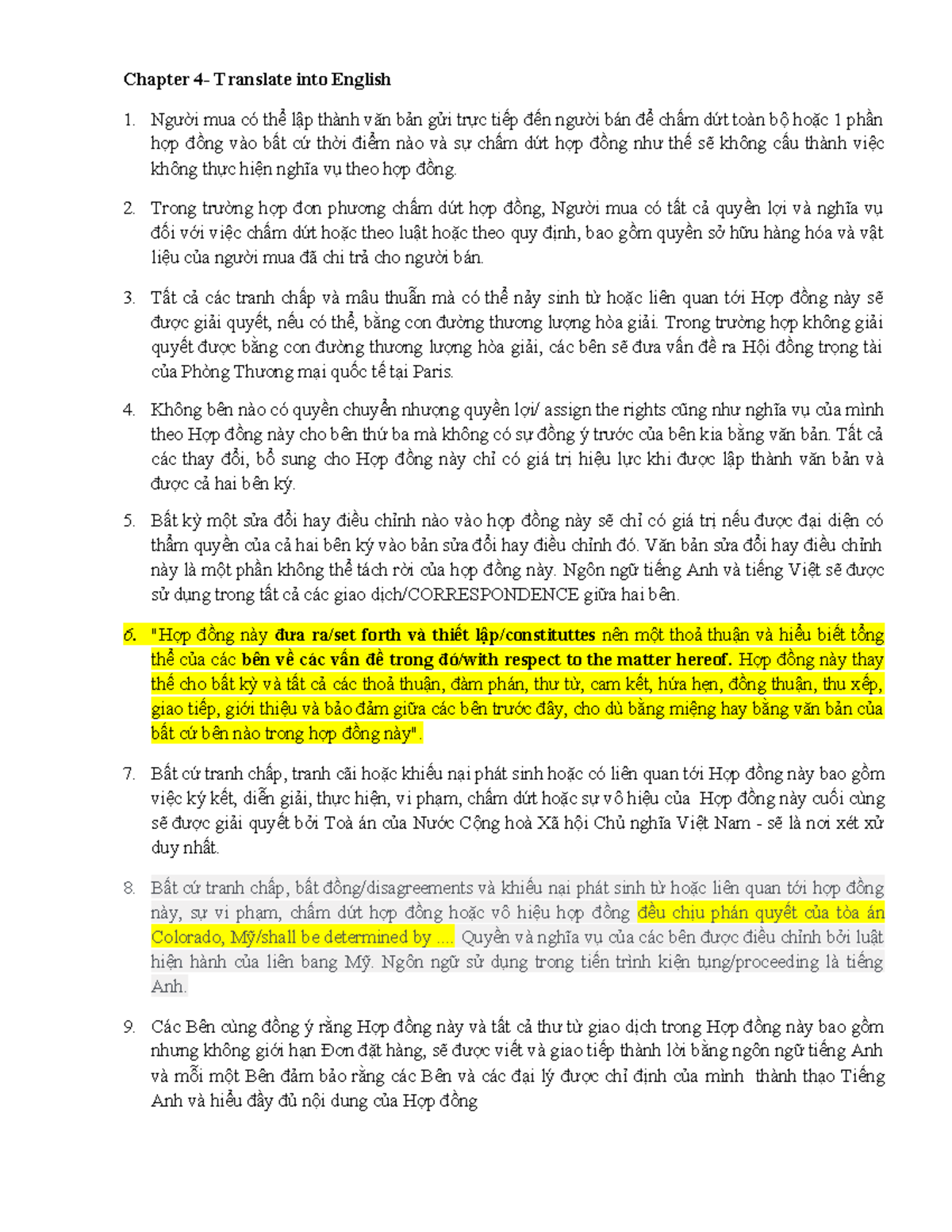 Chapter 4- V-E Translation - to F students - Chapter 4- Translate into ...