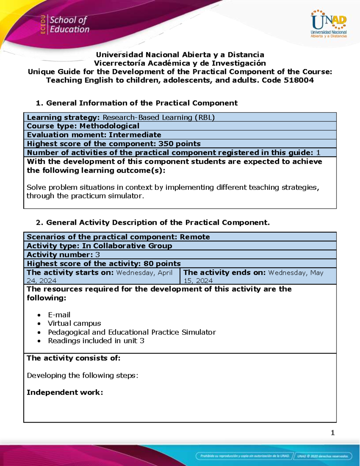Guide for the Development of the Practical Component and Evaluation Rubrics- Unit 3 - Phase 4 ...