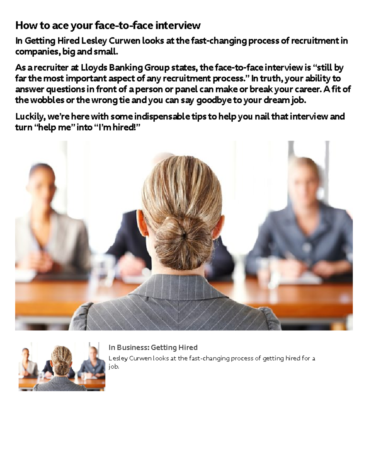 How to ace your face-to-face interview - As a recruiter at Lloyds ...