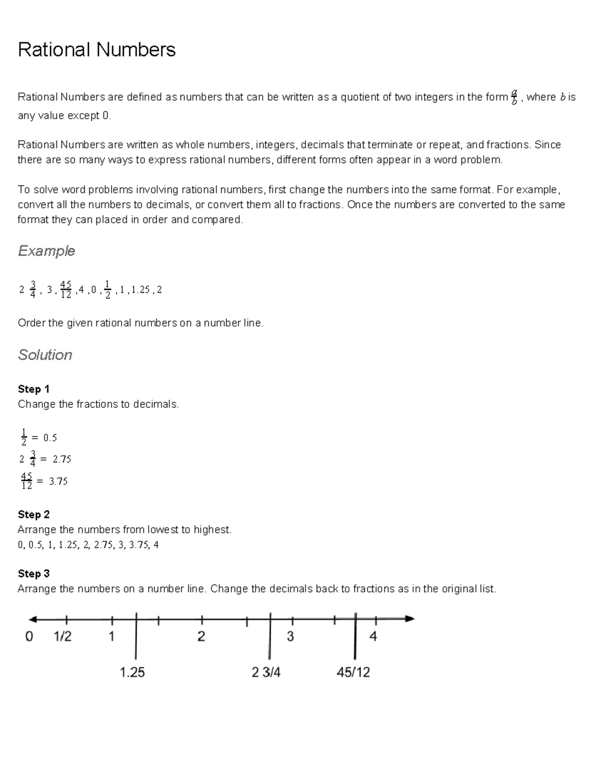 Comparing Rational Numbers review notes - Rational Numbers Rational ...