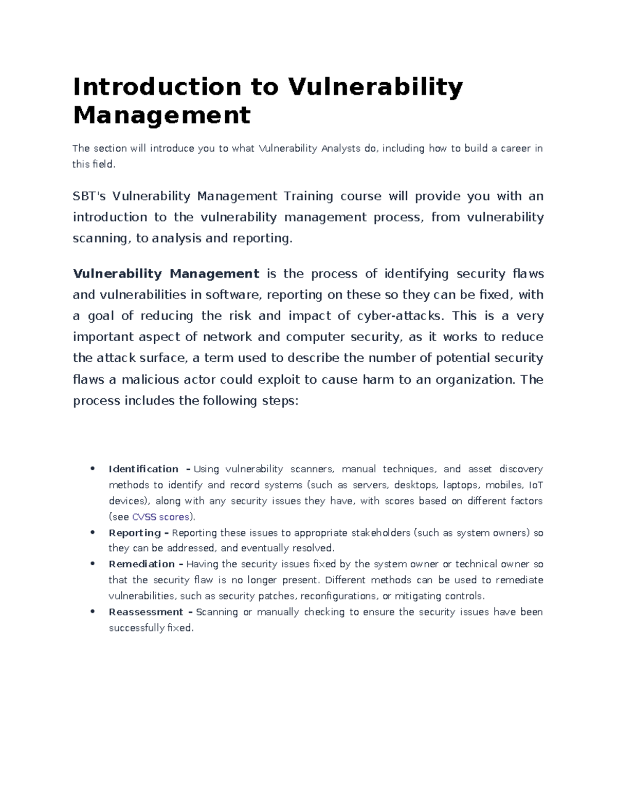Introduction to Vulnerability Management course - Introduction to ...