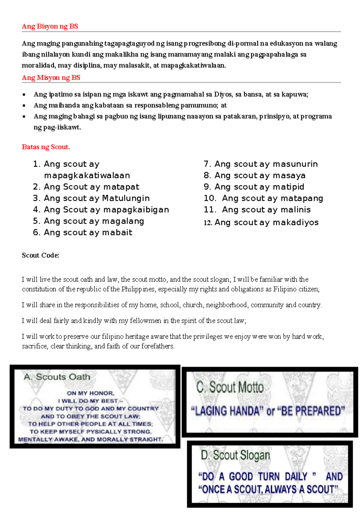 BSP Ideals - Ang Bisyon ng BS Ang maging pangunahing tagapagtaguyod ng ...