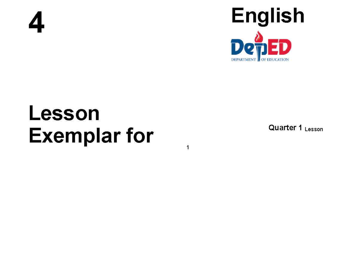Q1 LE English 4 Lesson 1 Week 1 - 4 Lesson Exemplar for English Quarter ...