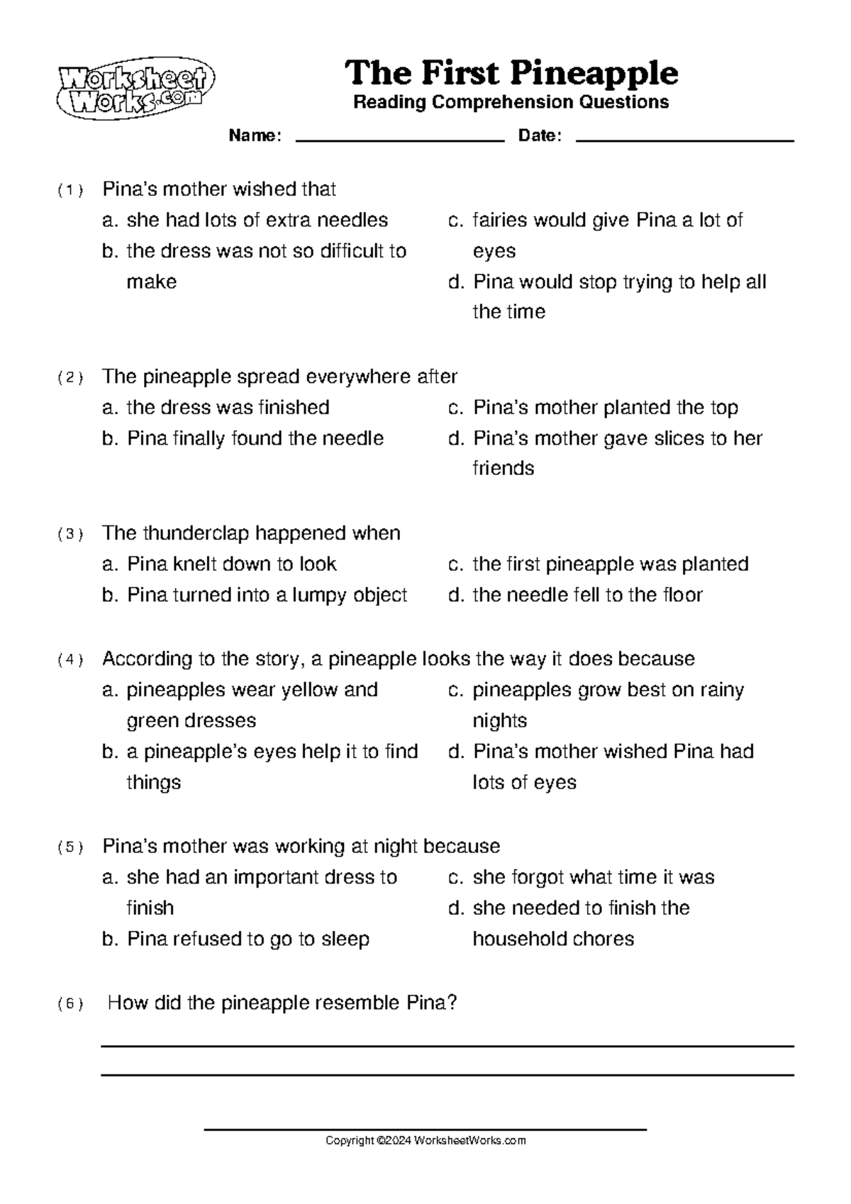 Worksheet Works The First Pineapple 1 - The First Pineapple Reading ...
