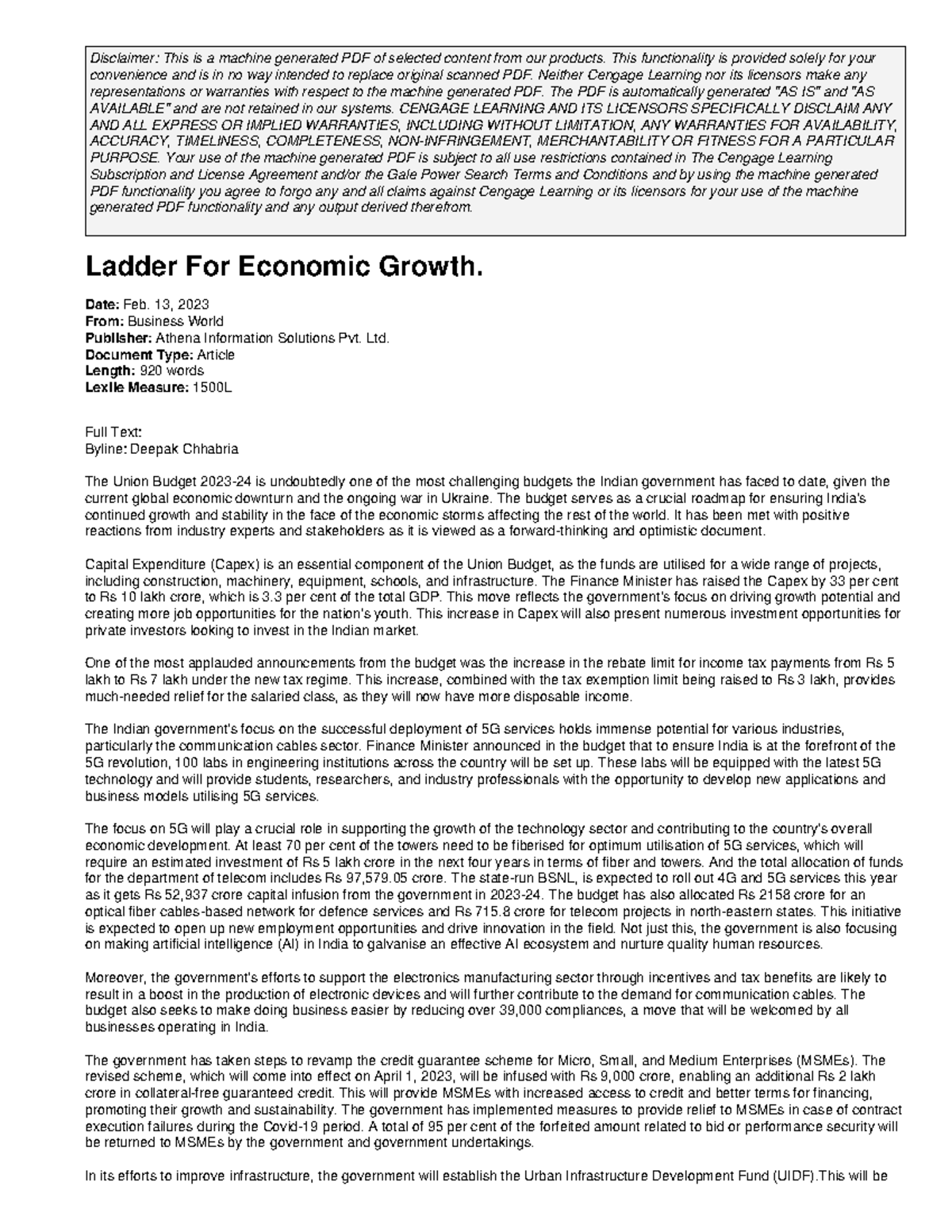 Ladder For Economic Growth - Disclaimer: This is a machine generated ...