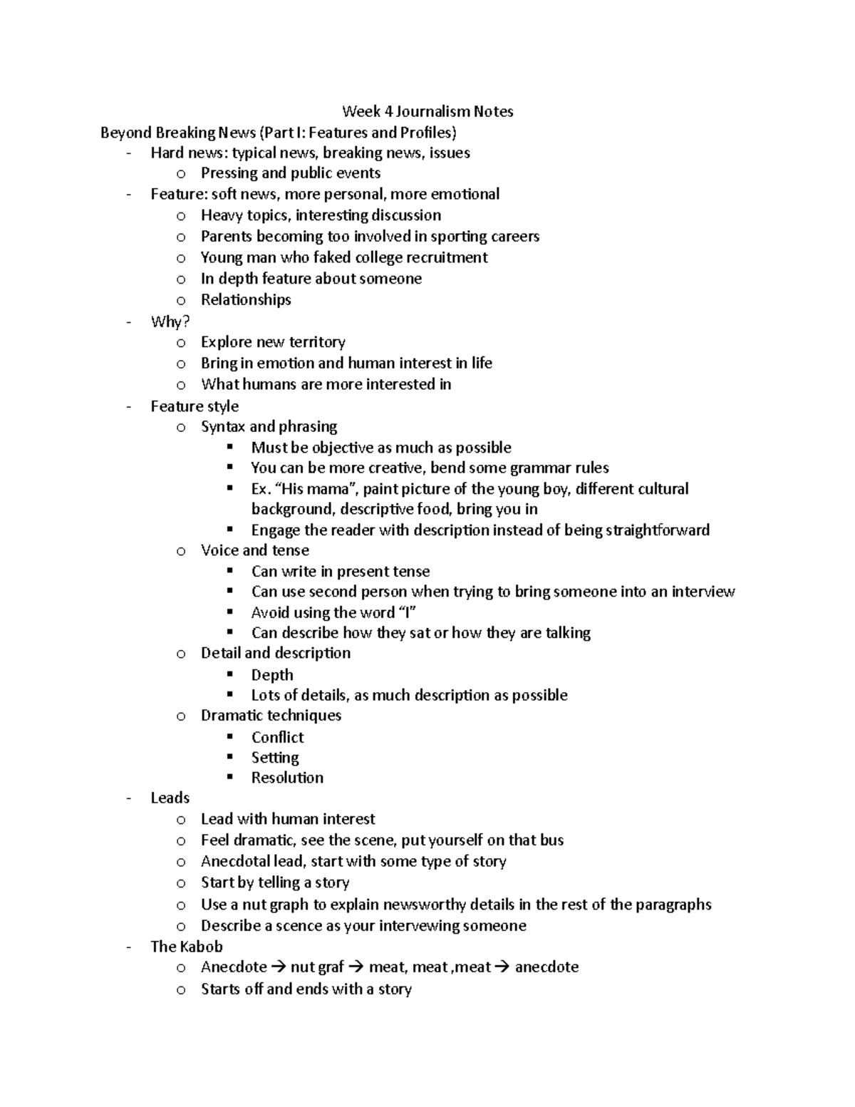 Week 4 Journalism Notes - Week 4 Journalism Notes Beyond Breaking News ...