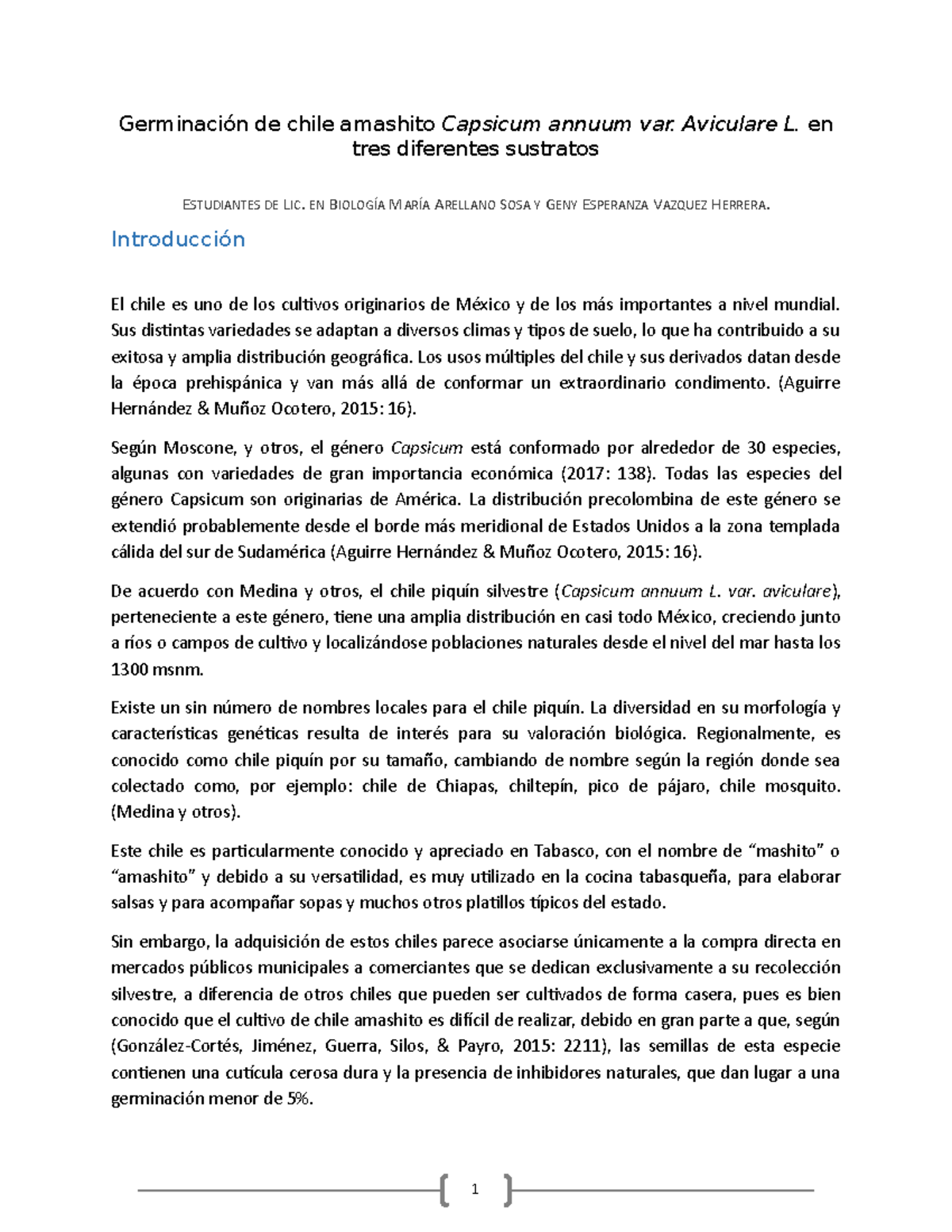 Germinación de chile amashito Capsicum annuum L - Aviculare L. en tres ...