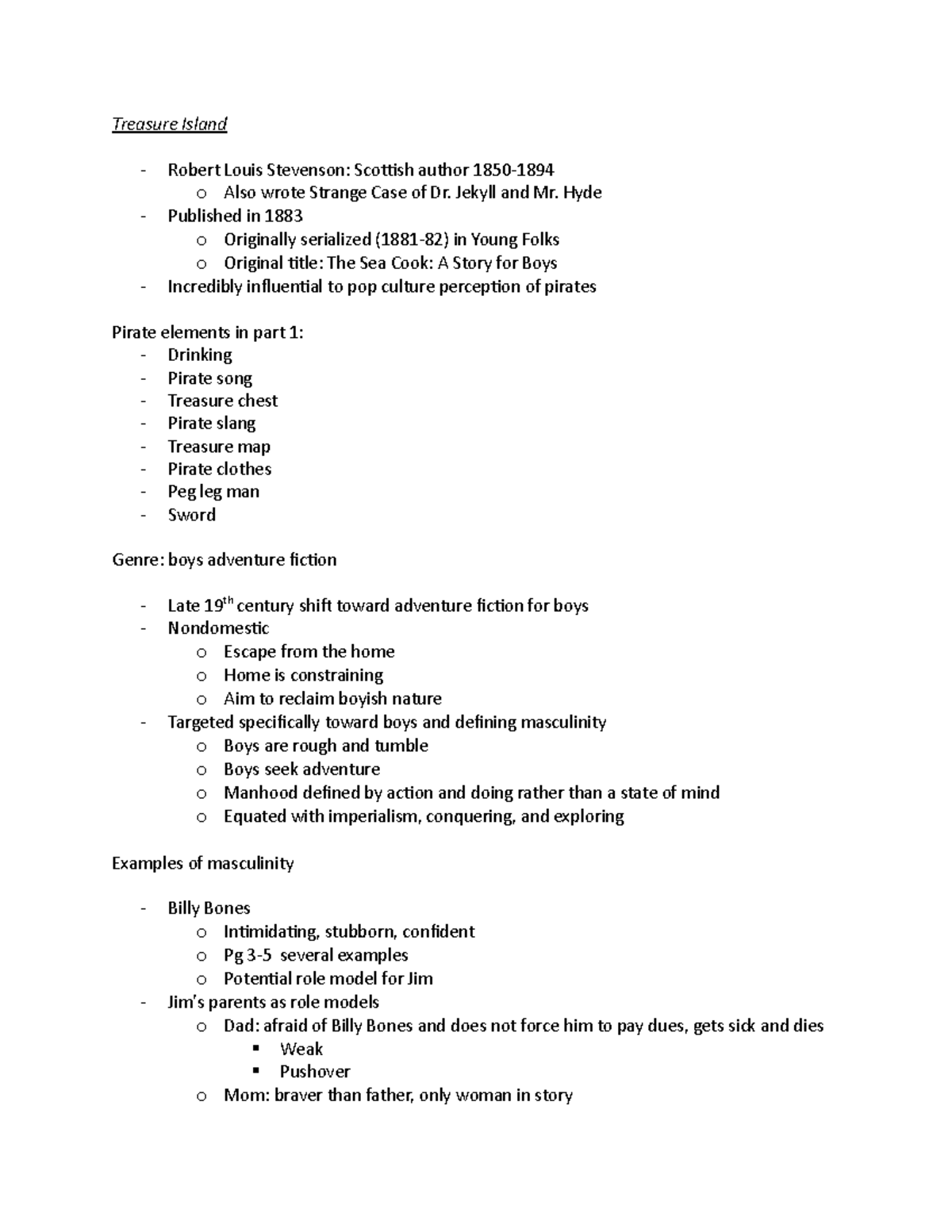 Treasure Island Notes - Treasure Island Robert Louis Stevenson ...