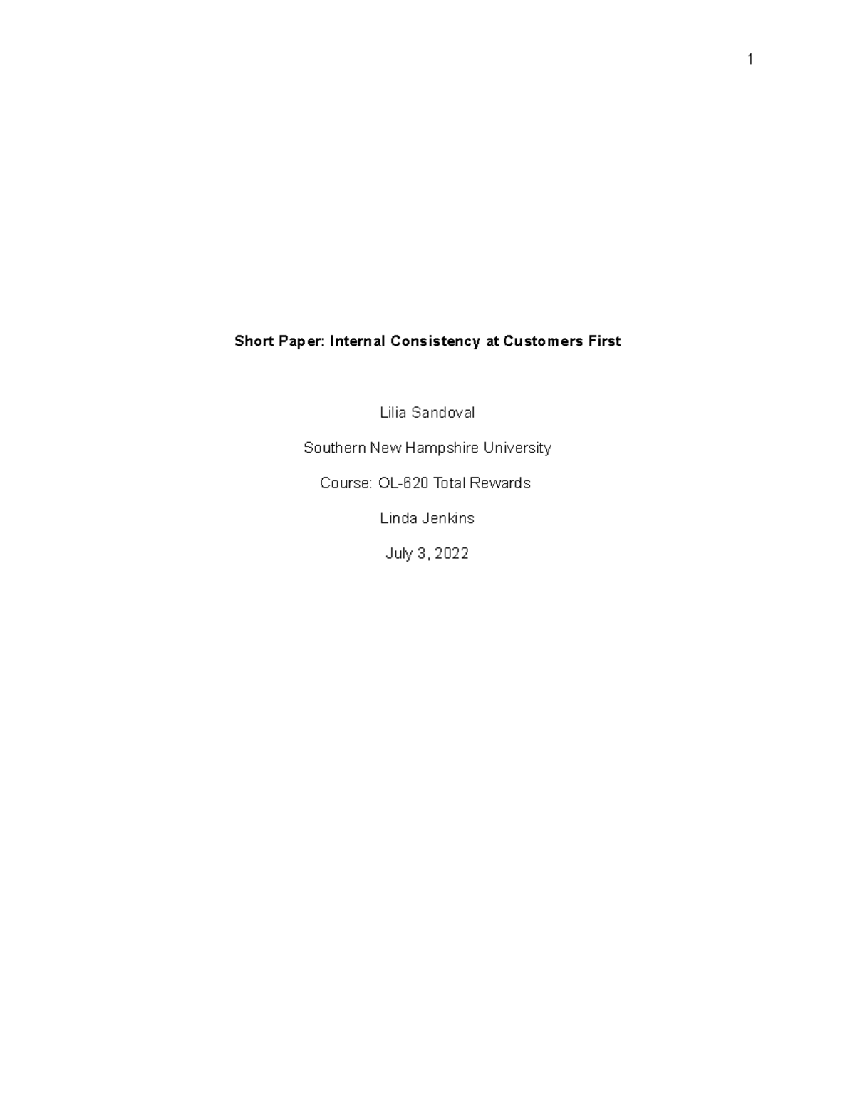 4-2 Short Paper Internal Consistency at Customers First - Short Paper ...