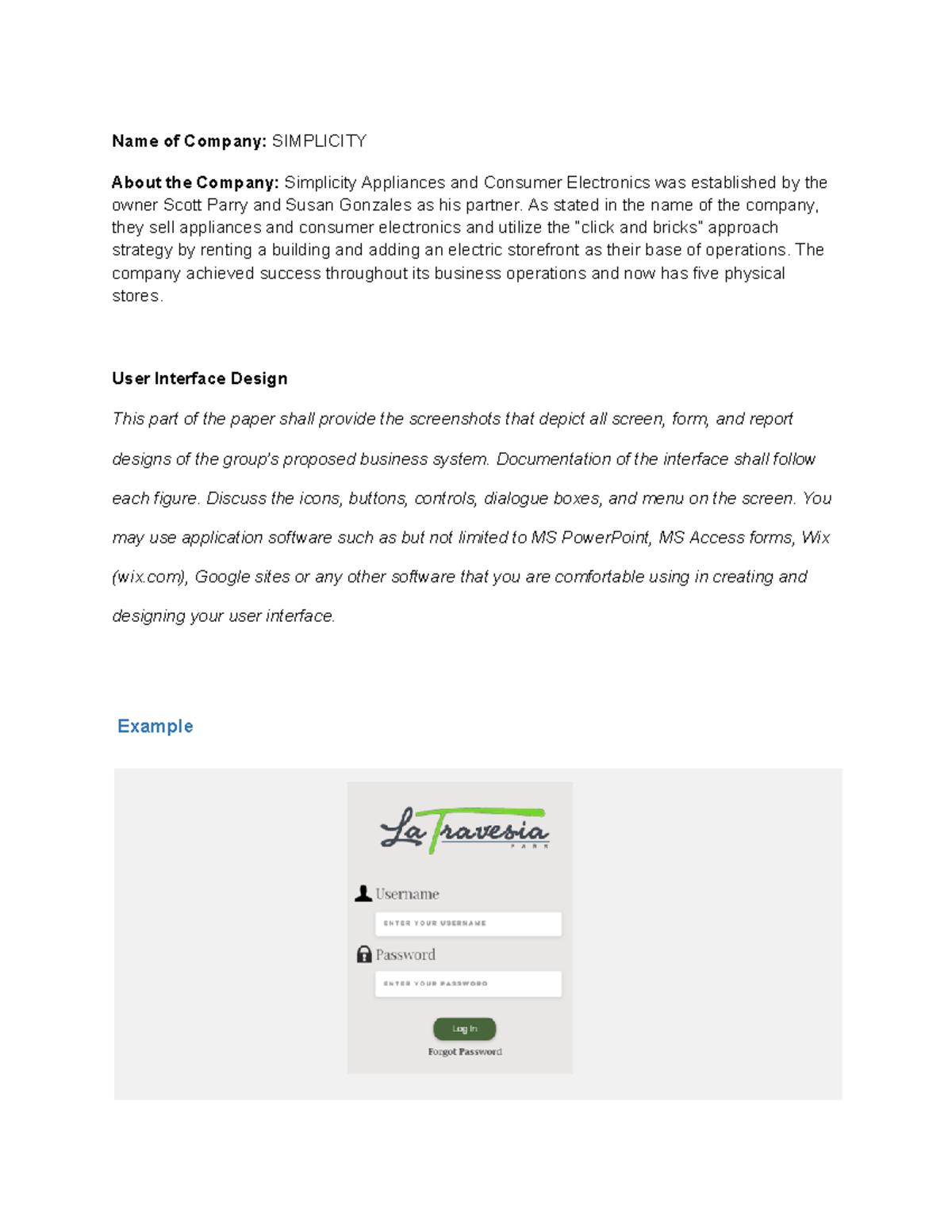 Systems Analysis and Design - Name of Company: SIMPLICITY About the ...