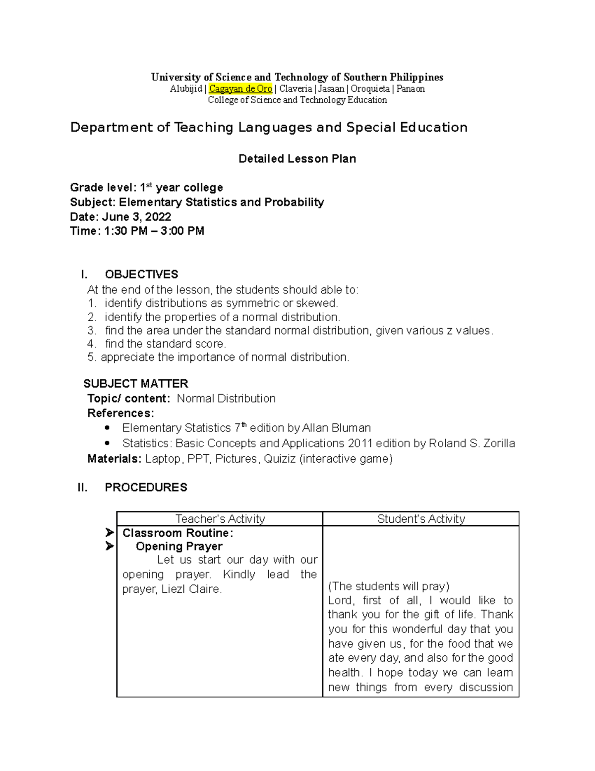 Final-TERM Lesson-PLAN - University of Science and Technology of ...