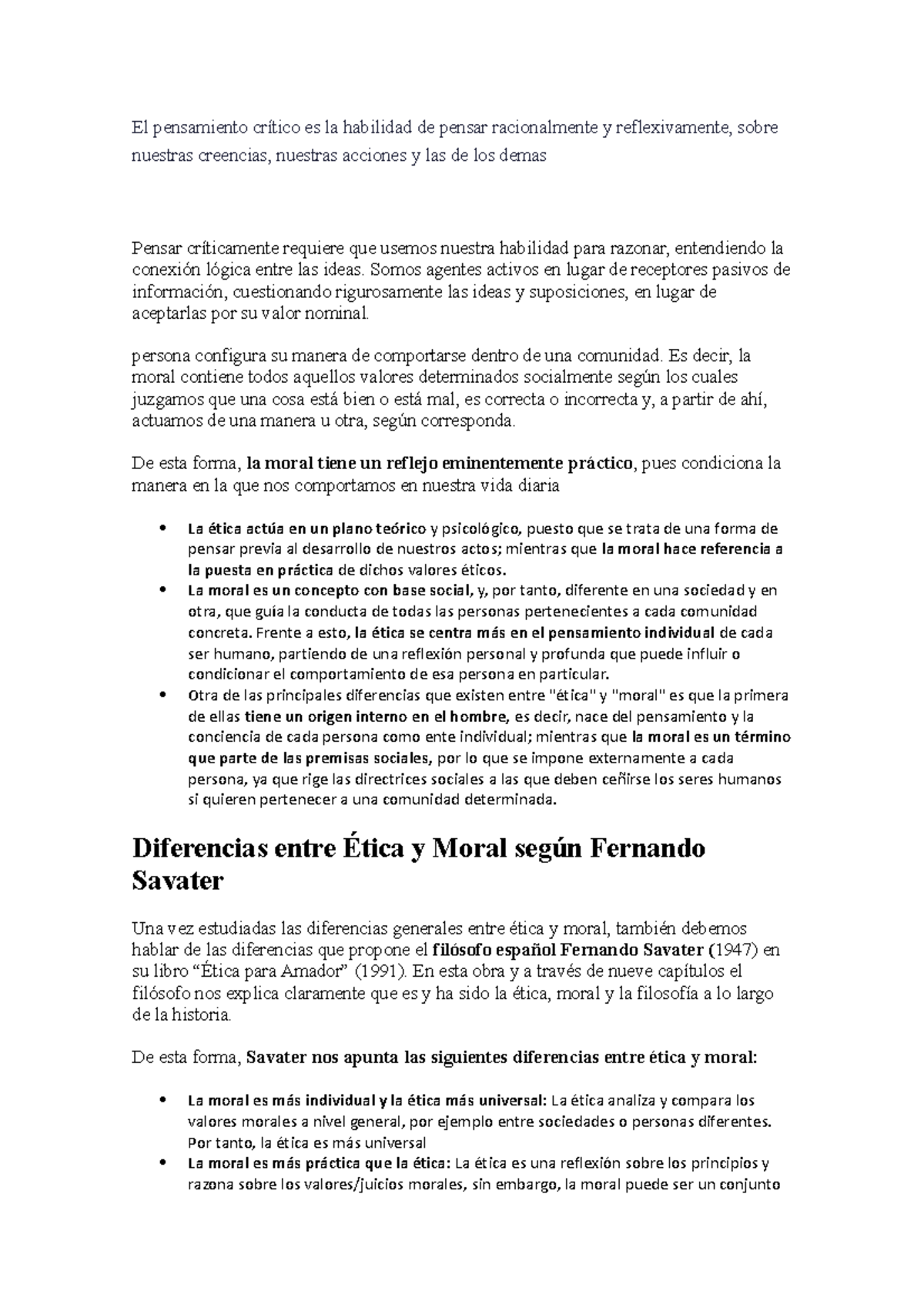 El pensamiento crítico es la habilidad de pensar racionalmente y ...