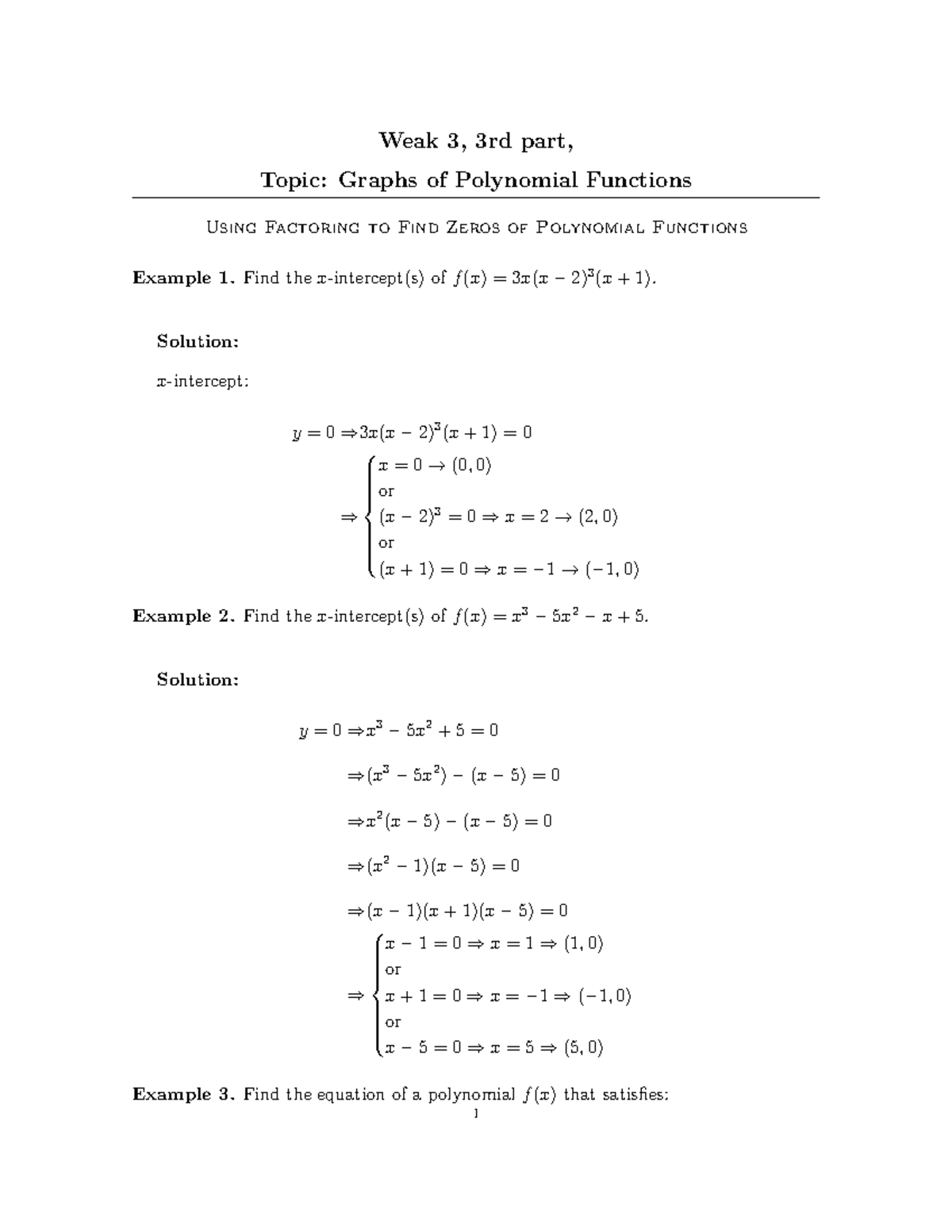 W33 - Graphs of Polynomial Function - ฀Weak 3, 3rd part, Topic: Graphs ...