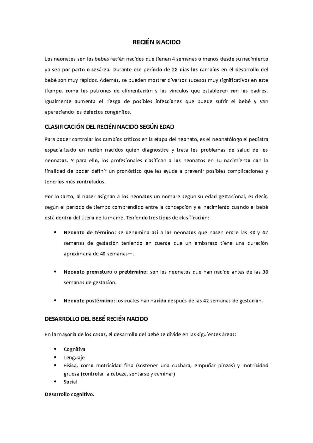 Recien Nacido - PEDIATRIA - RECIÉN NACIDO Los neonatos son los bebés ...