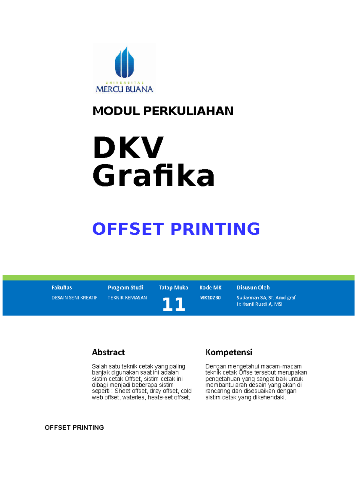 Modul Pre Presss [TM11] - MODUL PERKULIAHAN DKV Grafika OFFSET PRINTING ...