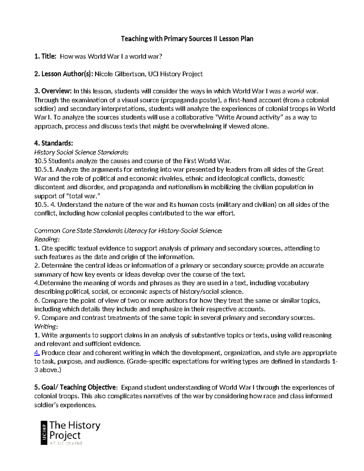 World War I Colonial Soldiers Lesson - Teaching with Primary Sources II ...