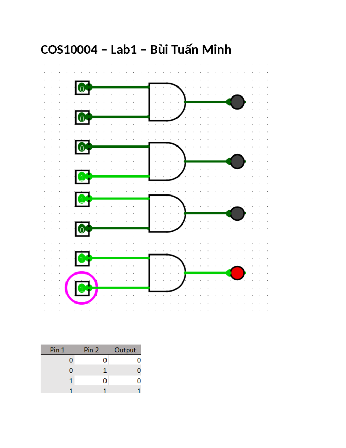 COS10004 - Lab1 - Nguyen Hoang Quan - Computer System - Lab1 Bui Tuân Minh 1 1 1 1 Pin 1 Pin 2 ...