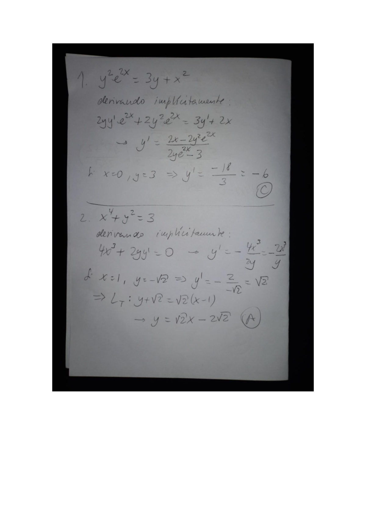 Pc3 - sol - Resolución de Práctica - 1. ye = 3y+x2 2 2 2X derivando implicitamente 2yy'e - Studocu