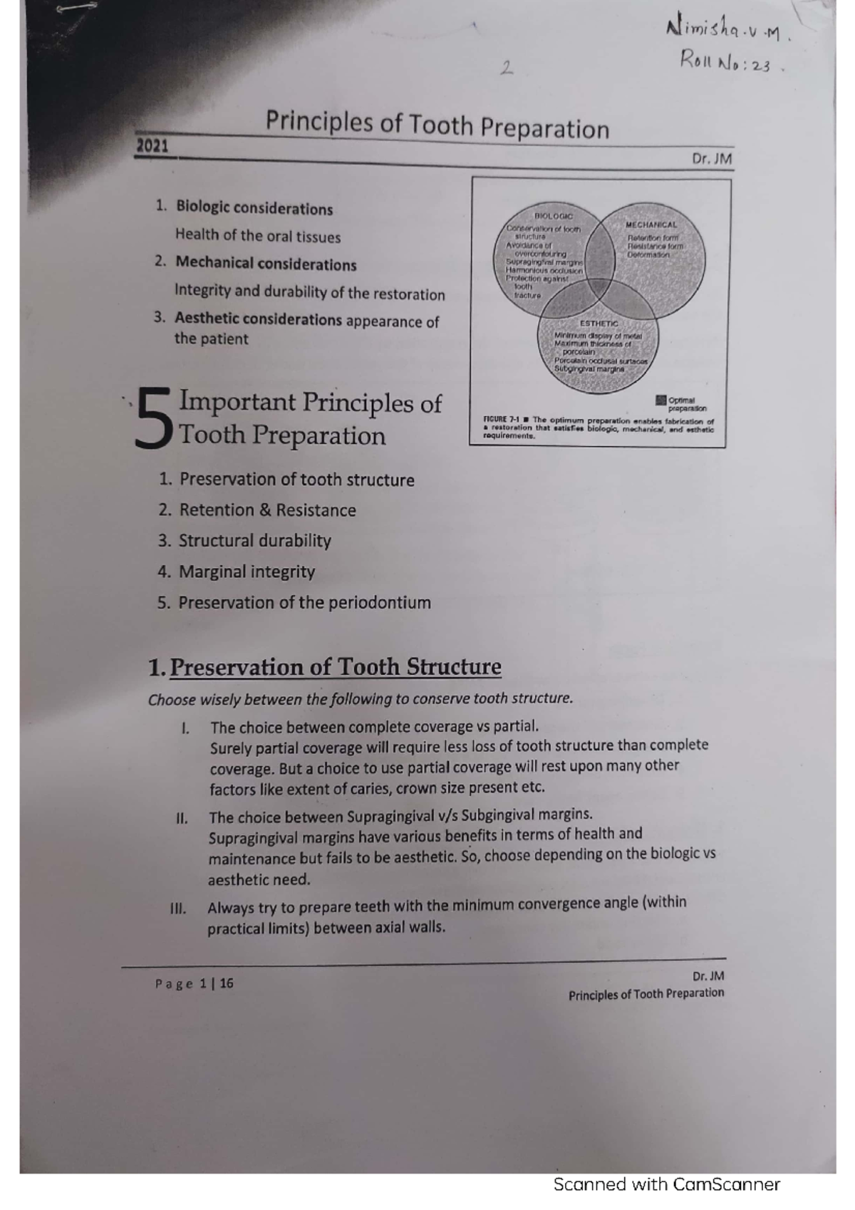 Tooth Preparation - Hand out - BDS - Studocu