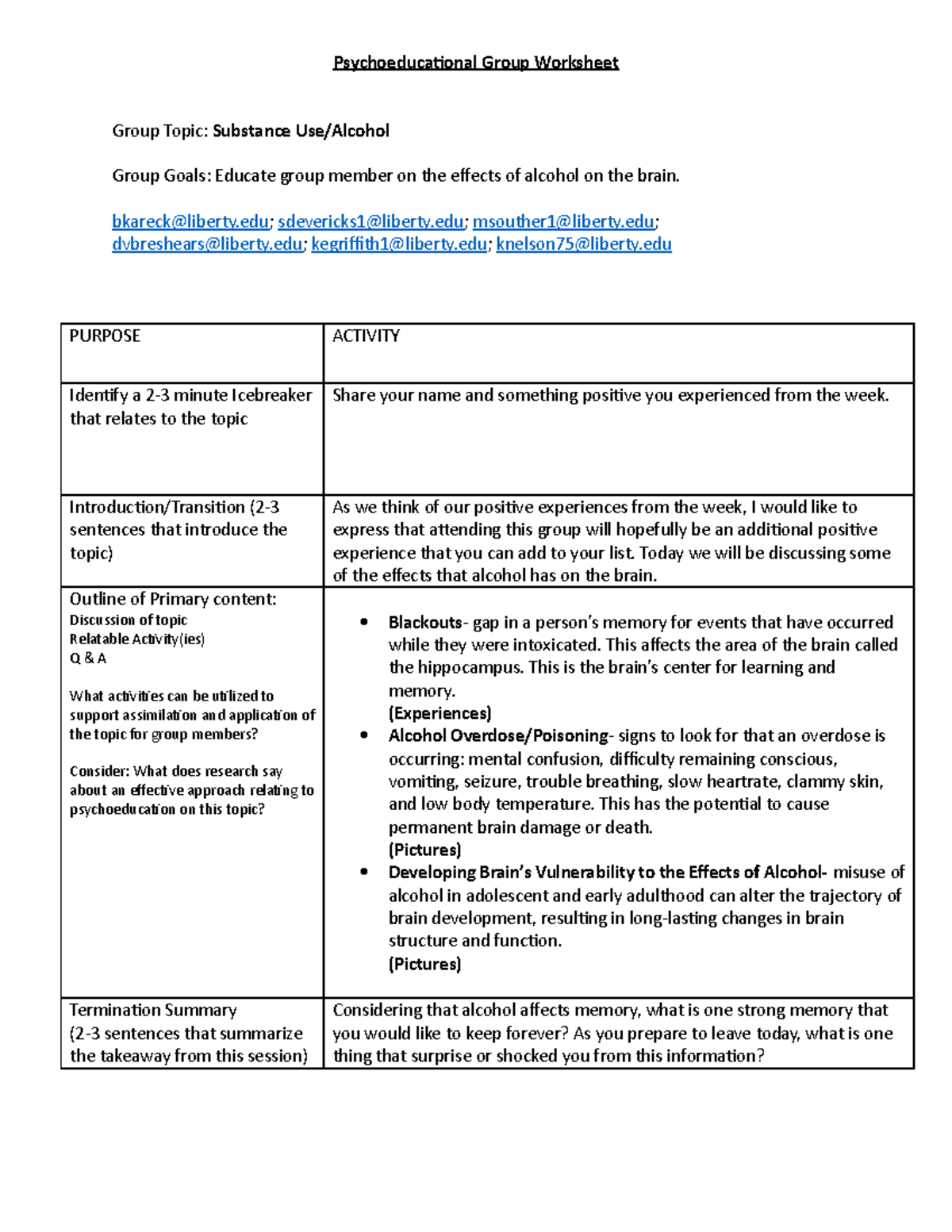 Psychoeducational Group Worksheet - bkareck@liberty; sdevericks1 ...