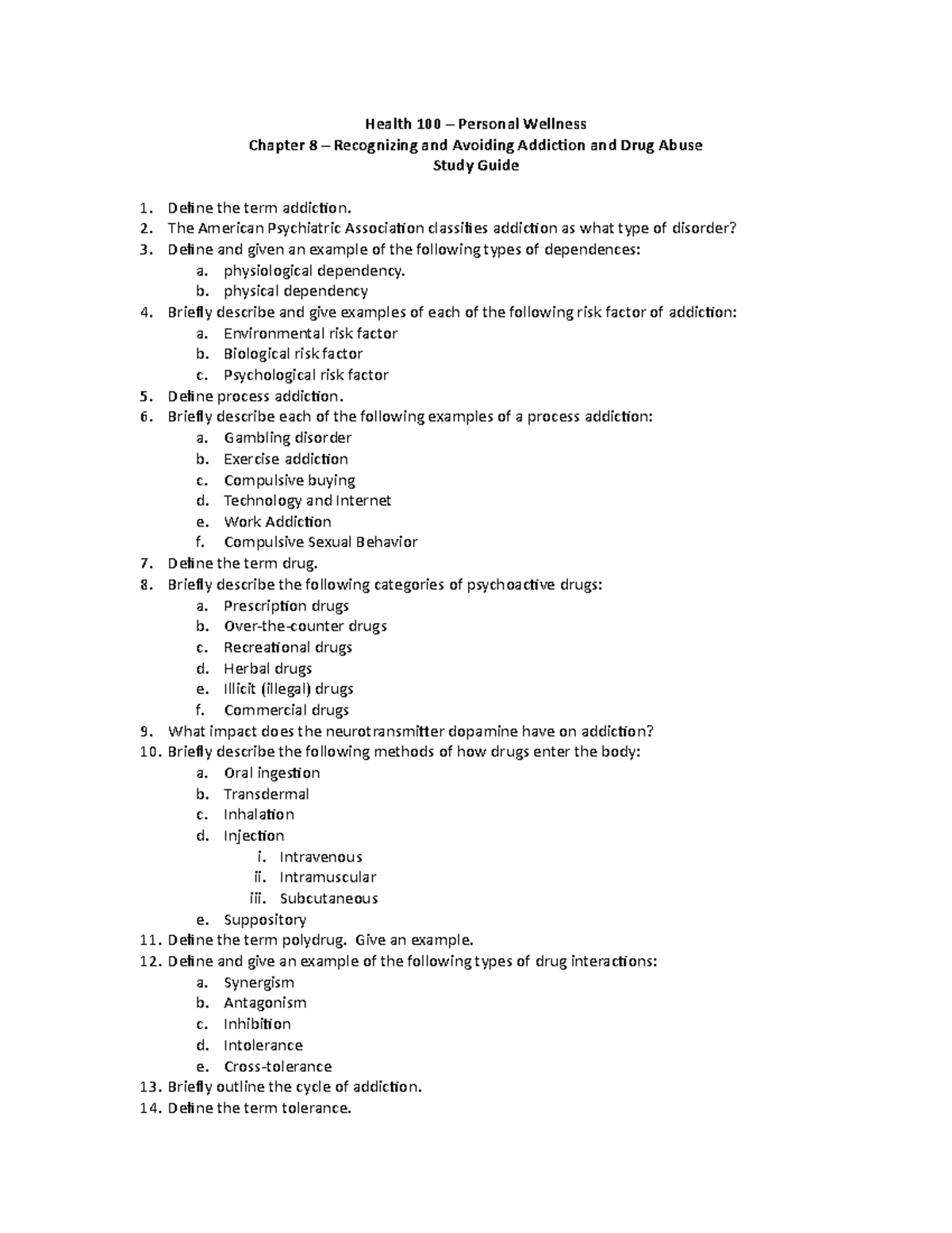 Chapter 8 Study Guide - Health 100 – Personal Wellness Chapter 8 ...