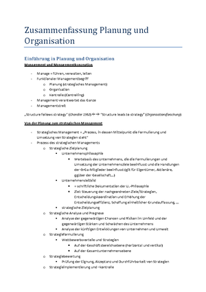 Planung und Organisation Zusammenfassung 13 - 2. 1 Produkt mehrere ...