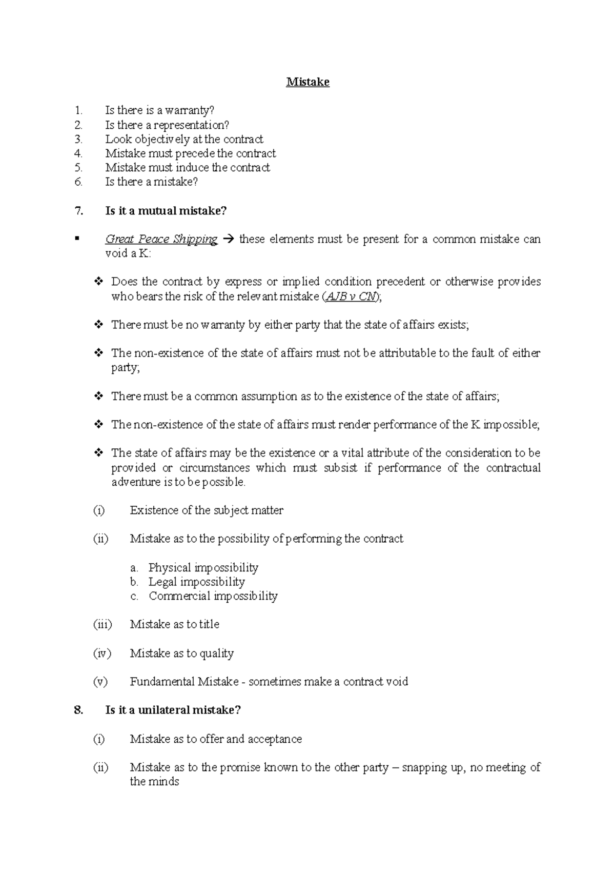 Mistake Checklist for problem questions - Mistake Is there is a ...