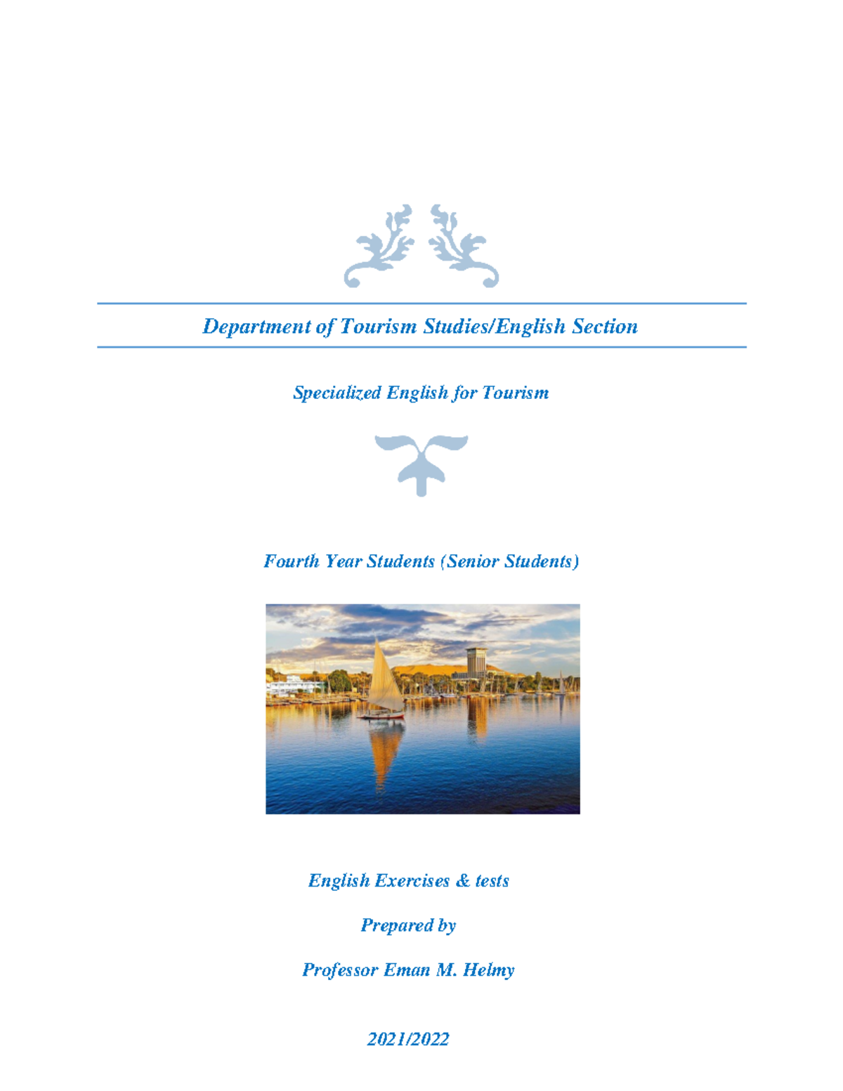 tourism English language 4th yerar - Department of Tourism Studies ...