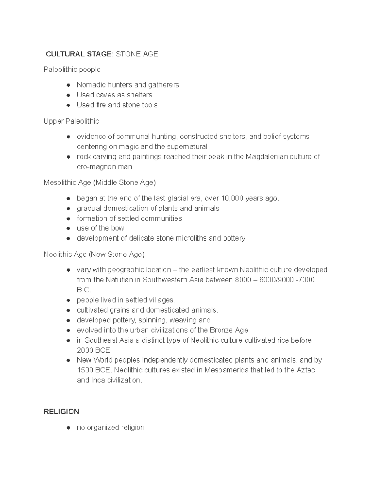 History of Architecture - CULTURAL STAGE: STONE AGE Paleolithic people ...
