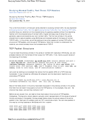 Studying Normal Traffic, Part One - Studying Normal Network Traffic ...