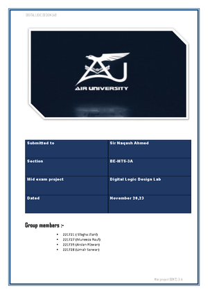 DLD LAB 1 - Lab manual - Introduction to Lab equipment such as Trainer ...