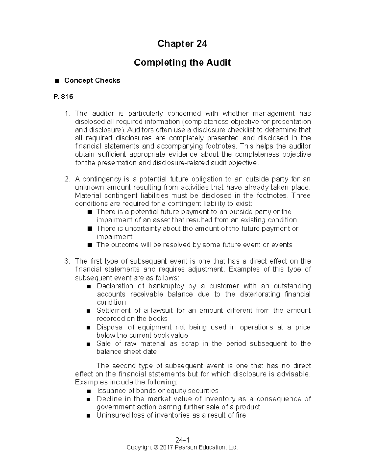 Arens auditing 16e sm 24 - Chapter 24 Completing the Audit Concept ...