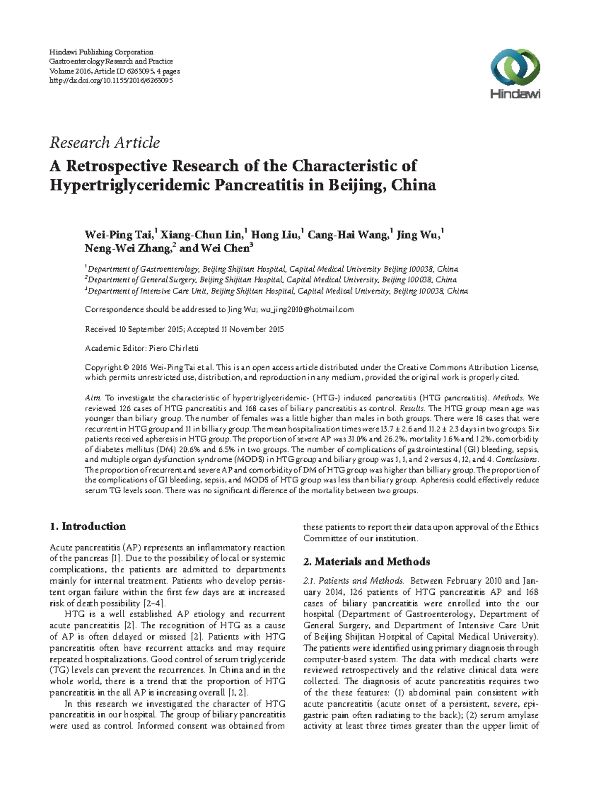 A Retrospective Research of the Characteristic of - Research Article A ...