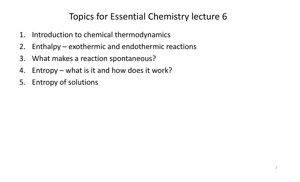 Essential Chemistry Lecture 6 CAM - Topics for Essential Chemistry ...