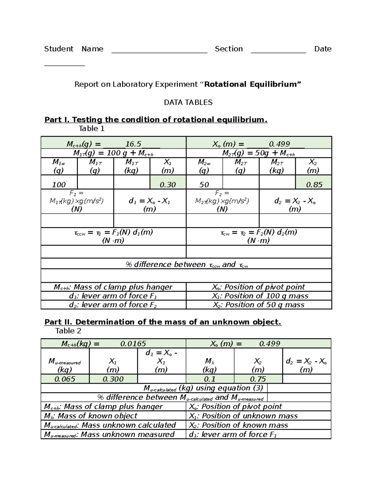 Lab#6 - Data-corrected - Student Name __________________________ Section _______________ Date ...