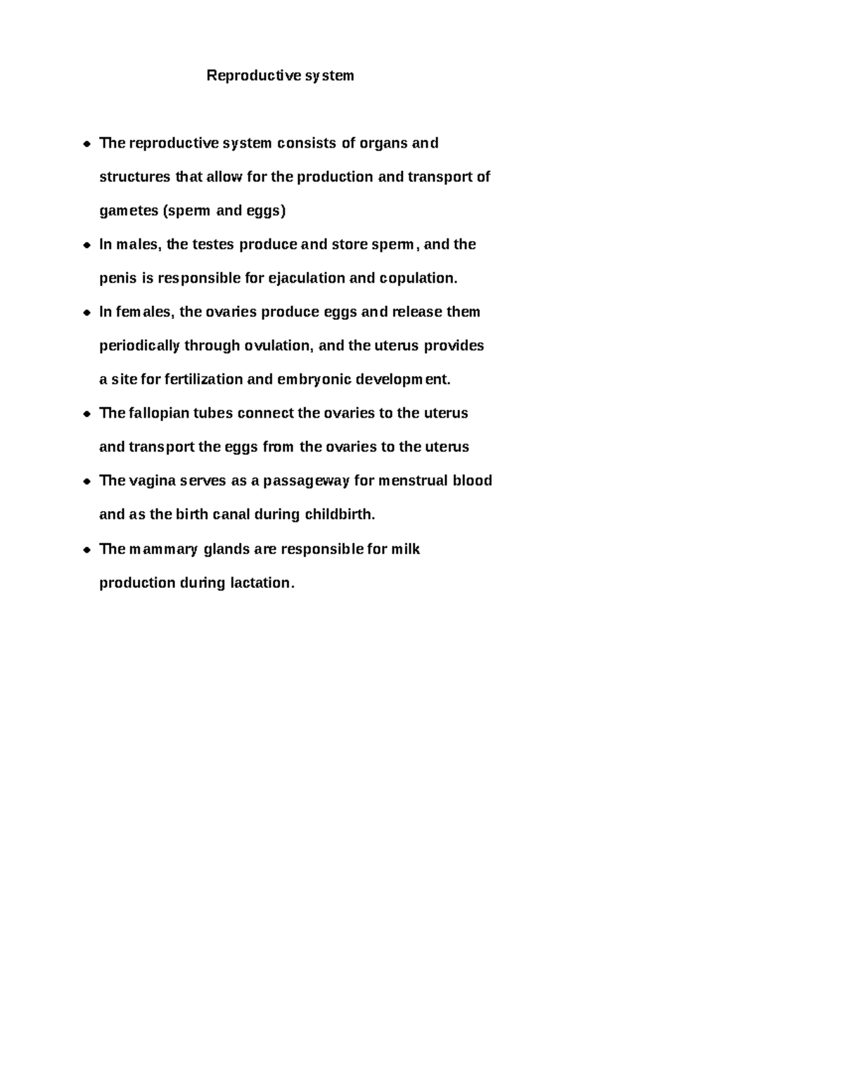 Reproductive system - Google Docs - Reproductive system The ...