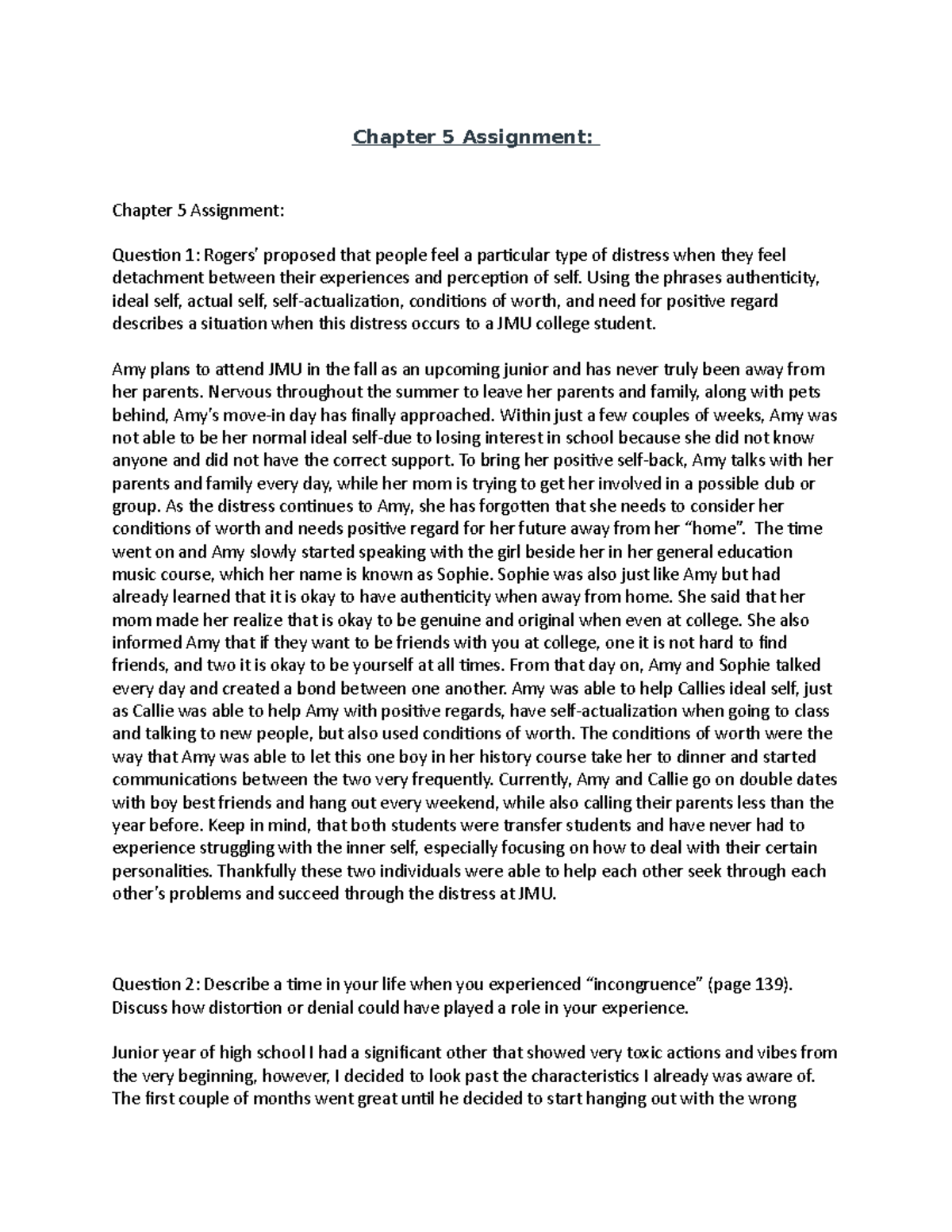 Chapter 5 Assignment - Chapter 5 Assignment: Chapter 5 Assignment ...