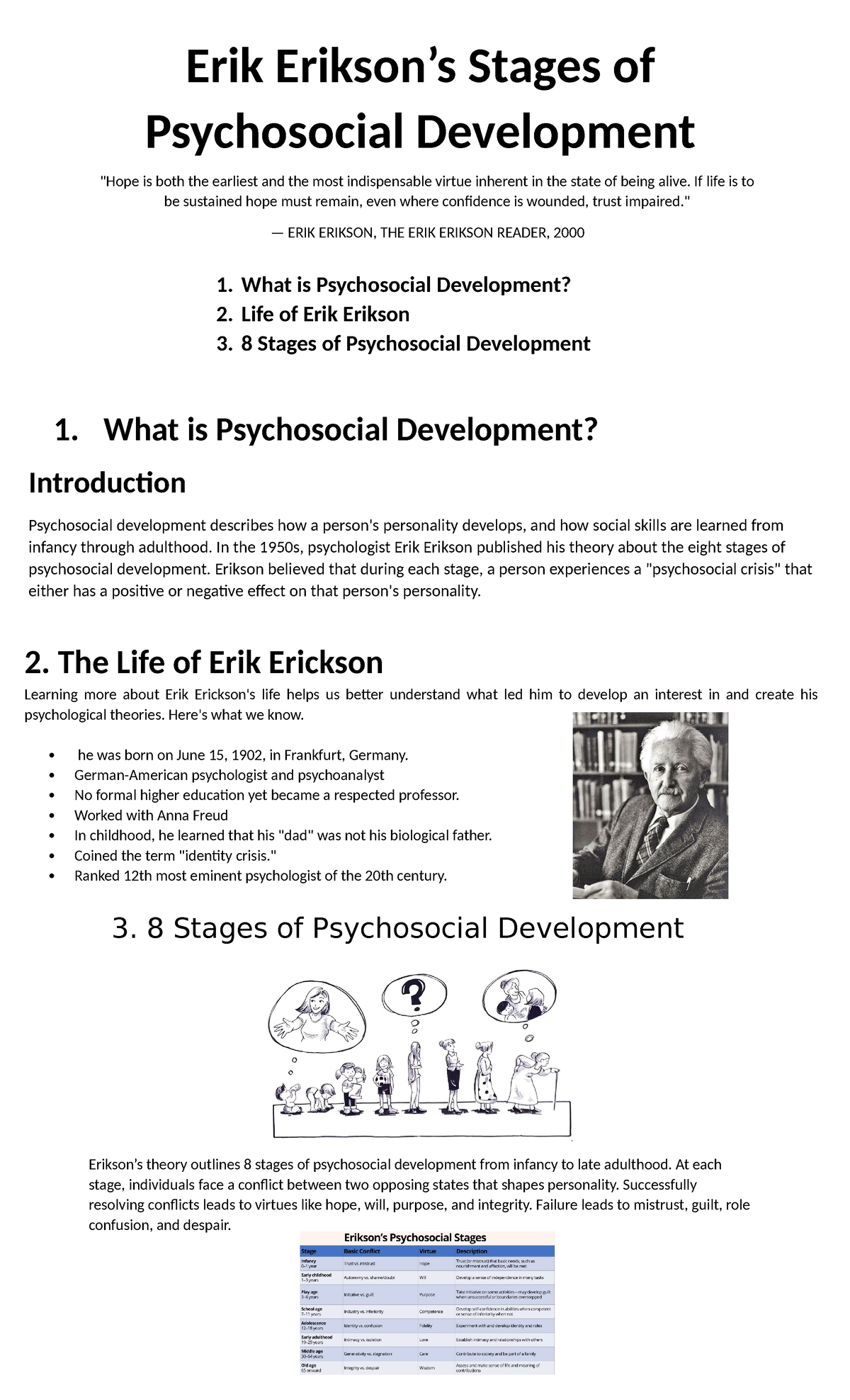 Erikson - Child Psychology - Erik Erikson’s Stages of Psychosocial ...