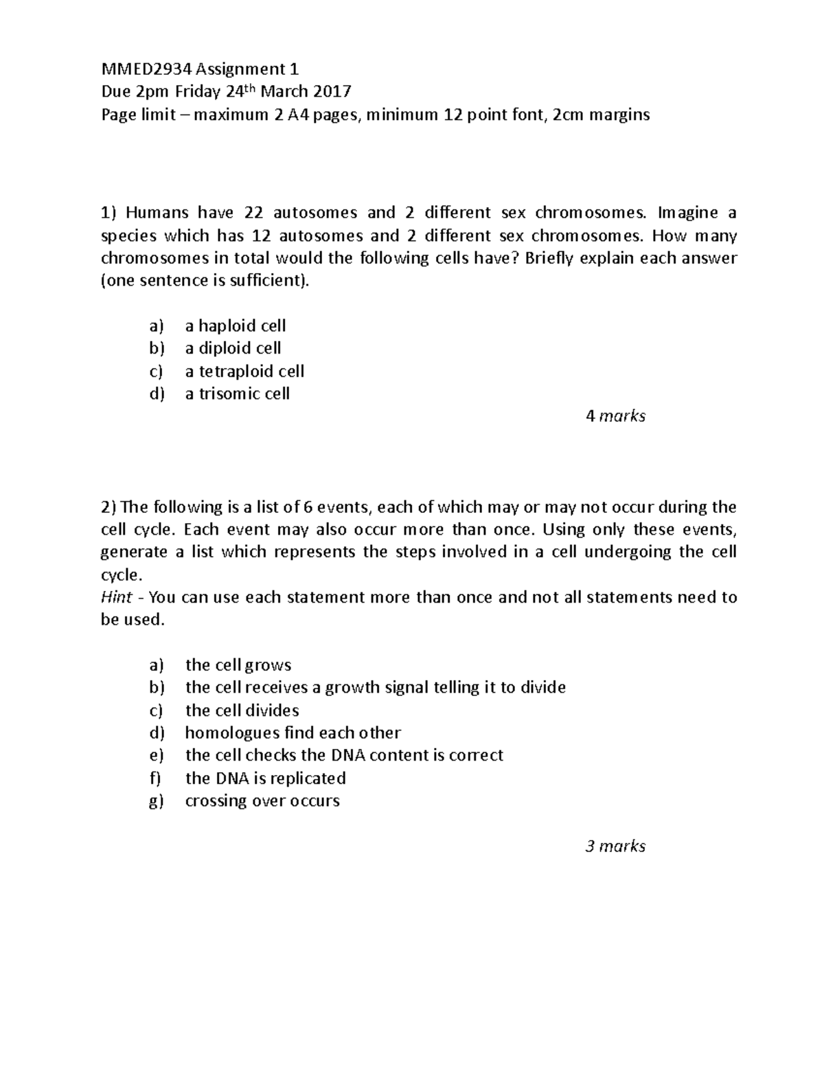 Assignment 1 - Introduction To Human Molecular Genetics - MMED2934 ...
