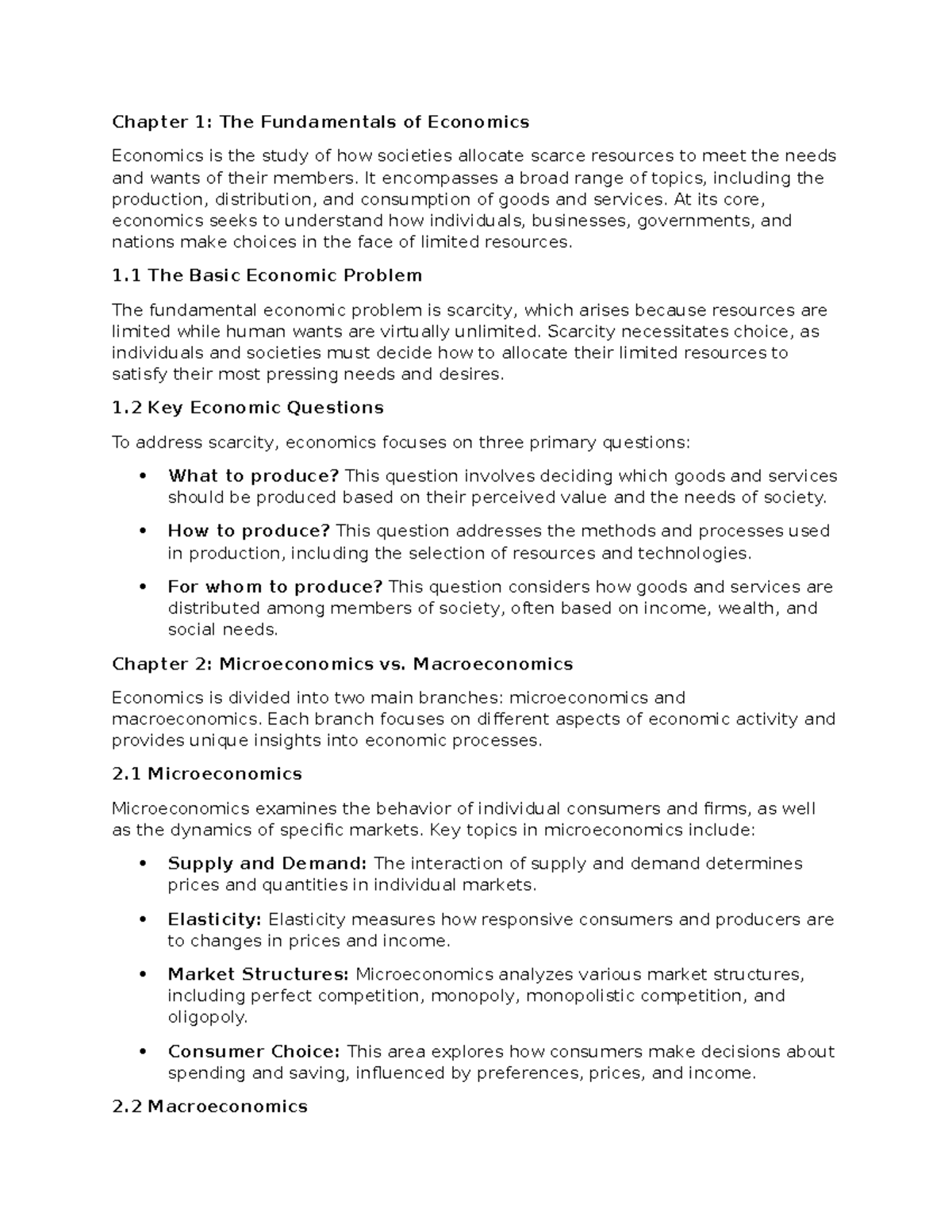Introduction to economics - Chapter 1: The Fundamentals of Economics ...