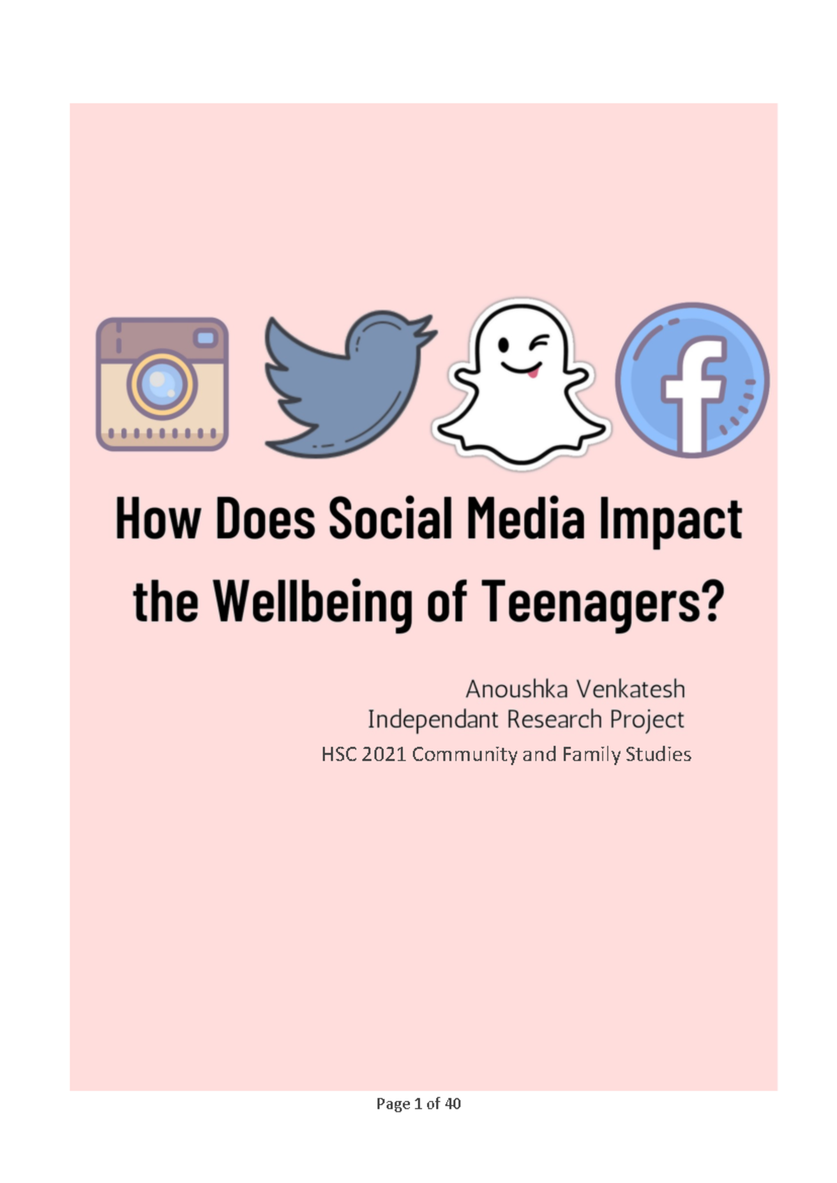 Independant research project - impact of social media on wellbeing ...